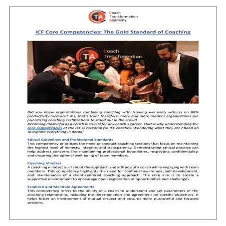 ICF Core Competencies: The Gold Standard of Coaching | PDF