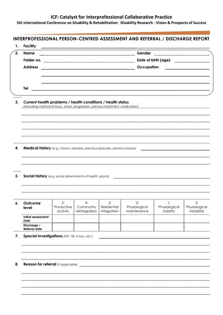 Interprofessional person-centred assessment and referral / discharge ...