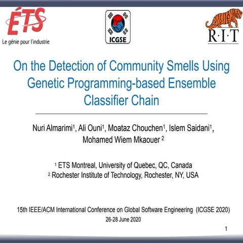 Icgse2020 On The Detection Of Community Smells Using Genetic Programming Based Ensemble 2543