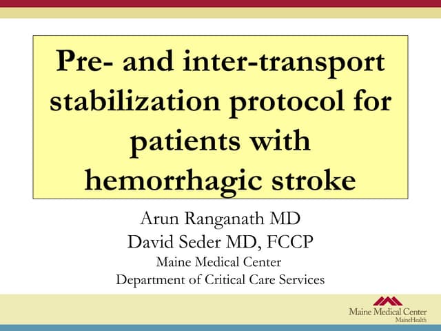 Hemorrhagic stroke transfer protocol | PPT Hemorrhagic stroke transfer protocol | PPT