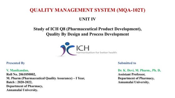 ICH Q8 GUIDELINES OF QUALITY BY DESIGN(PRODUCT DEVELOPEMENT) | PPTX