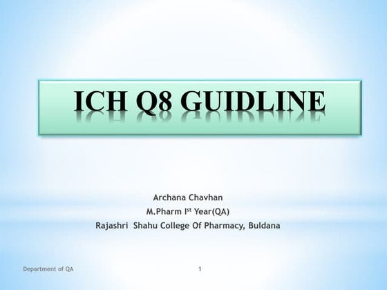 ICH Q8 GUIDELINES OF QUALITY BY DESIGN(PRODUCT DEVELOPEMENT) | PPTX