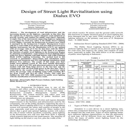Design of Street Light Revitalitation using Dialux EVO | PDF