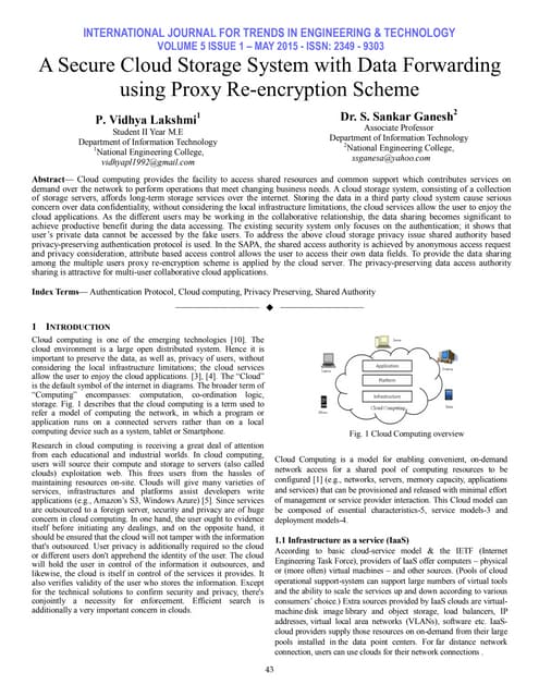 A Secure Cloud Storage System With Data Forwarding Using Proxy Re Encryption Scheme Pdf