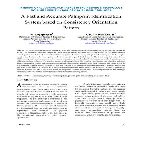 A Fast and Accurate Palmprint Identification System based on Consistency Orientation Pattern | PDF