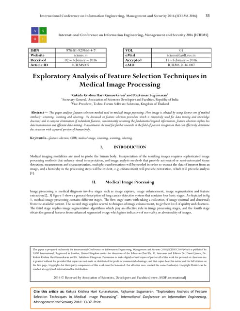 AN EFFECTIVE AND EFFICIENT FEATURE SELECTION METHOD FOR LUNG CANCER DETECTION | PDF