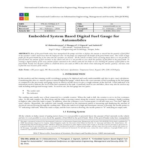 Embedded System Based Digital Fuel Gauge for Automobiles | PDF
