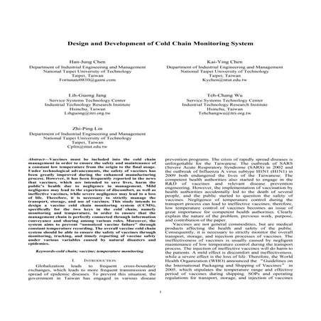 Design and Development of Cold Chain Monitoring System | PDF | Vaccines ...