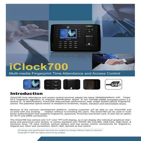 Iclock700 fingerprint time attendance | PDF