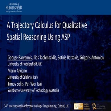 A Trajectory Calculus For Qualitative Spatial Reasoning Using Answer Set Programming Ppt