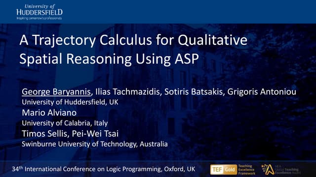 A Trajectory Calculus For Qualitative Spatial Reasoning Using Answer Set Programming Ppt