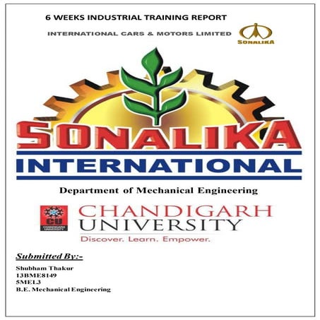 International Cars & Motors Ltd.(ICML) Sonalika Training Report | DOCX