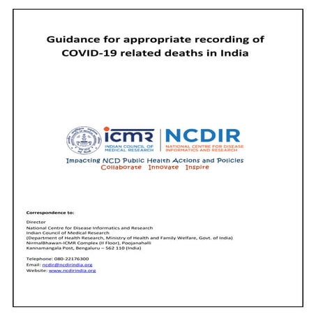 Icmr guidance for appropriate recording of covid deaths | PDF