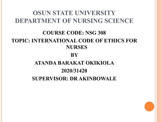 The ICN Code of Ethics for Nurses | PPT
