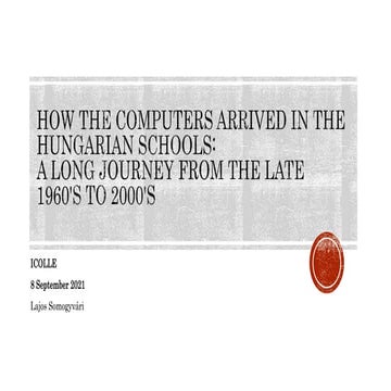 How the Computers Arrived in the Hungarian Schools | PPT