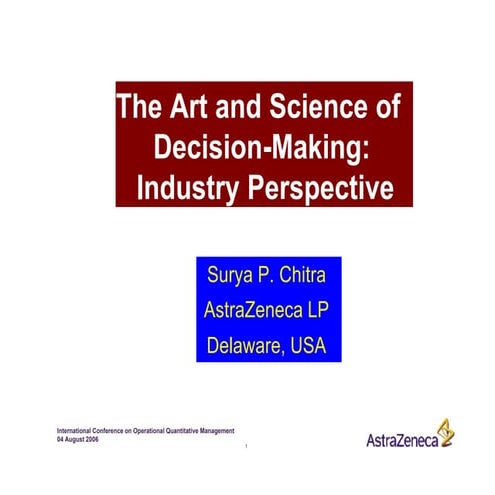 The Art & Science of Decision Making - Key Note Speech | PDF