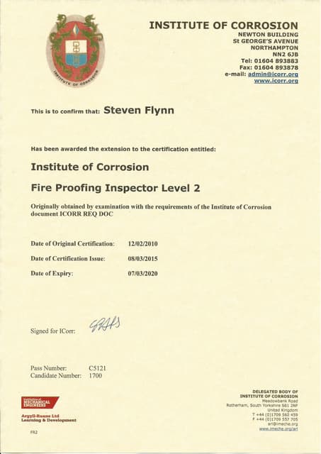 Steven Flynn Nace & Icorr Certified presentations