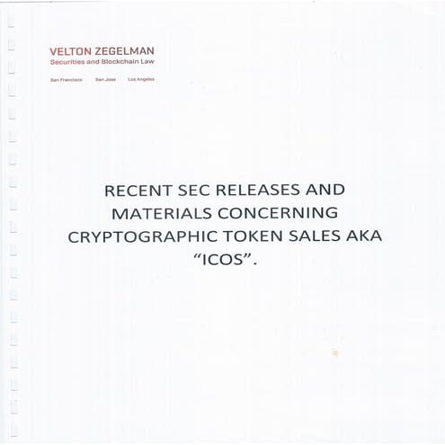 Recent SEC Releases and Materials Concerning Cryptographic Token Sales ...