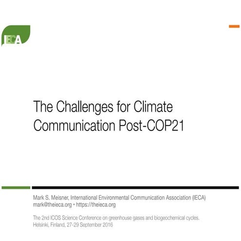 The Challenges for Climate Communication Post-COP21 | PPT