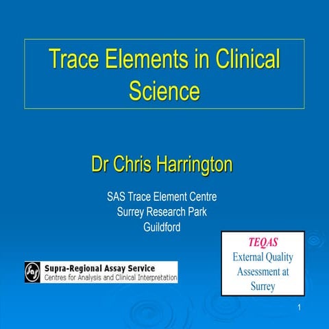 Trace Elements in Clinical Science | PPTX