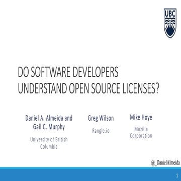 Do software developers understand open source licenses? | PPT