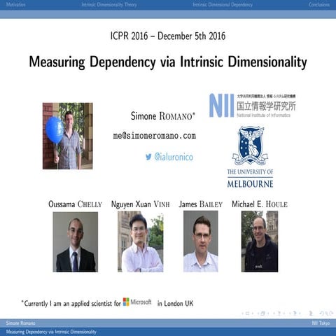 Measuring Dependency via Intrinsic Dimensionality (ICPR 2016) | PDF