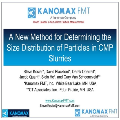 ICPT CMPUG 2018 Kanomax FMT A New Method for Determining of Particles ...