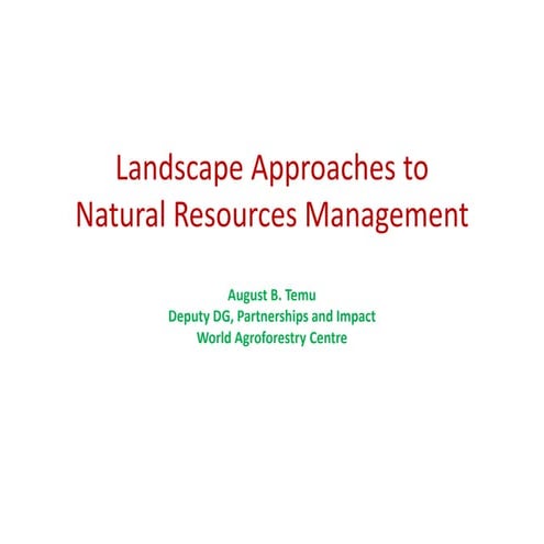 Landscape Approaches to Natural Resources Management | PDF