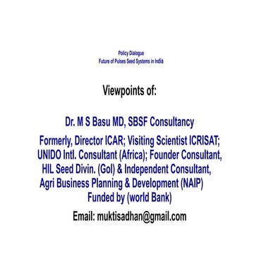 ICRISAT Seed System by Dr MS Basu - 08.11.2024