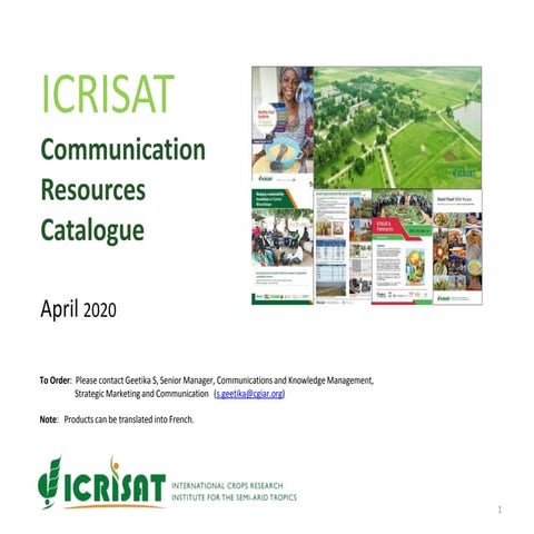 ICRISAT communication resources catalogue updated in April 2020 | PPTX