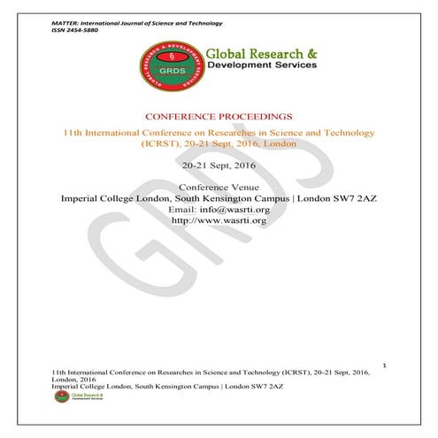 CONFERENCE PROCEEDINGS(ICRST) September 2016 | PDF