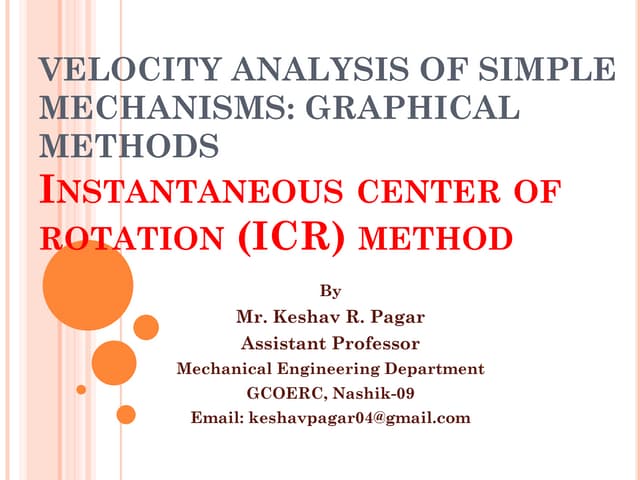Relative Velocity Method For Velocity And Acceleration Analysis