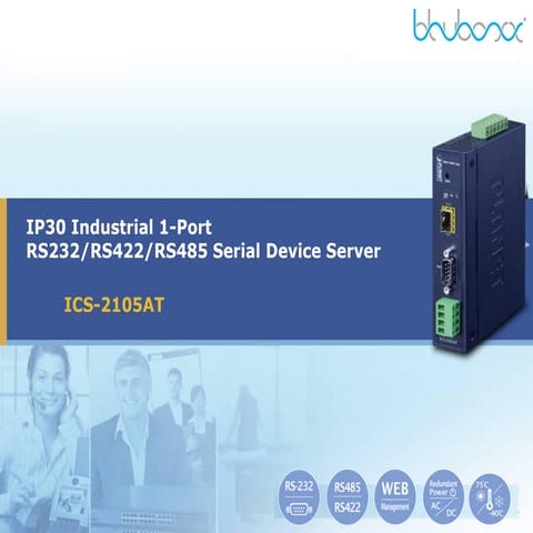 ICS-2105AT Industrial 1-port RS232/422/485 Serial Device Server | PPT
