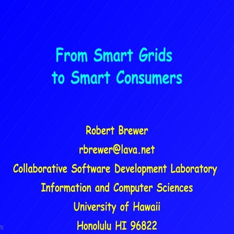 Smart Grid to Smart Consumers (ICS 690) | PPT