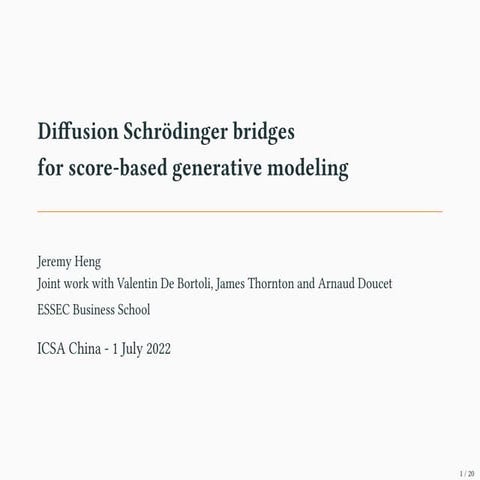 Diffusion Schrödinger bridges for score-based generative modeling | PPT
