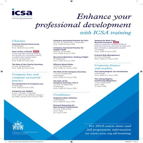 ICSA training courses 2014 | PDF
