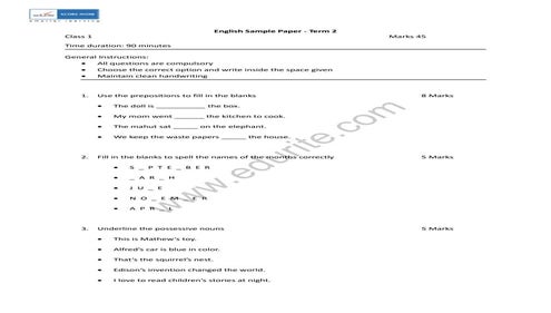 Class 1 ICSE Maths Syllabus PDF