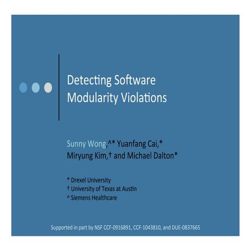 ICSE 2011 Research Paper on Modularity Violations | PPT