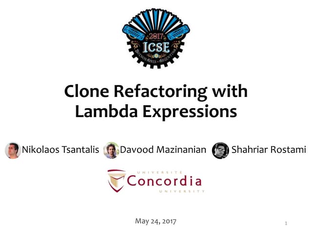 Clone Refactoring With Lambda Expressions Ppt 4250