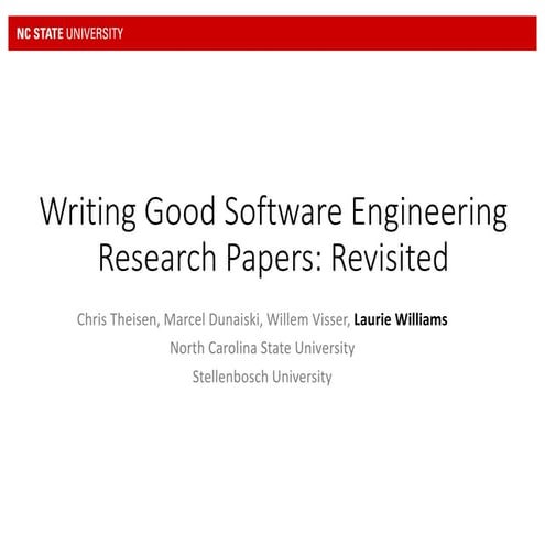 Writing Good Software Engineering Research Papers: Revisited | PDF
