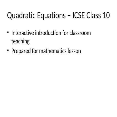 Quadratic equations for class 10 cbse ncert | PPTX