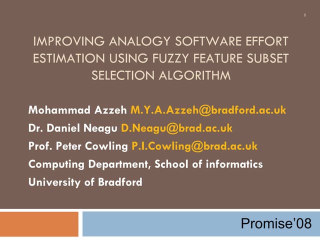 Improving Analogy Software Effort Estimation Using Fuzzy Feature Subset