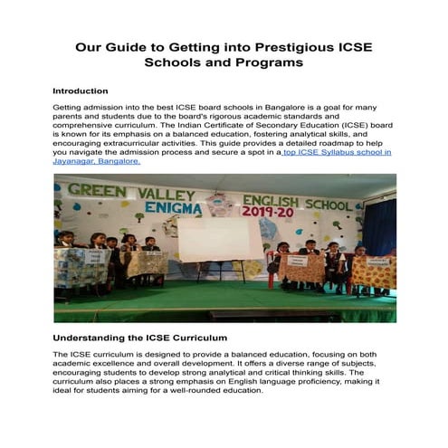 Our Guide to Getting into Prestigious ICSE Schools and Programs | PDF ...