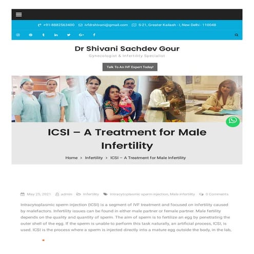 ICSI – A Treatment for Male Infertility | PDF