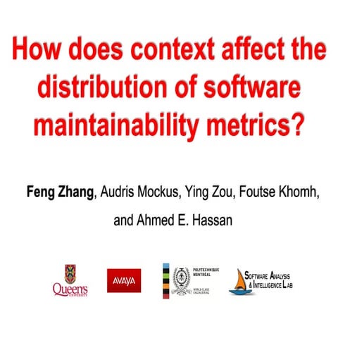 How does Context Affect the Distribution of Software Maintainability Metrics? | PDF ...