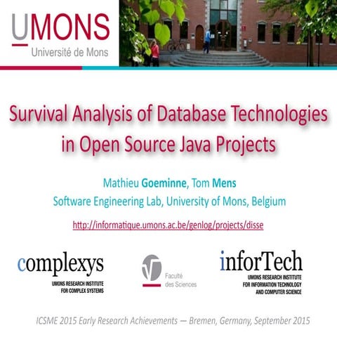 Survival Analysis Of Database Technologies In Open Source Java Projects Ppt