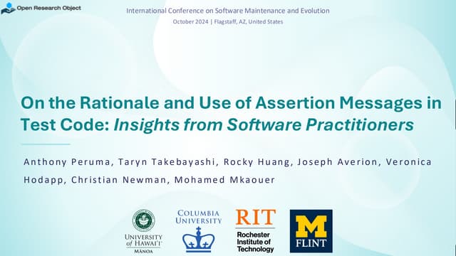 On The Rationale And Use Of Assertion Messages In Test Code Insights From Software