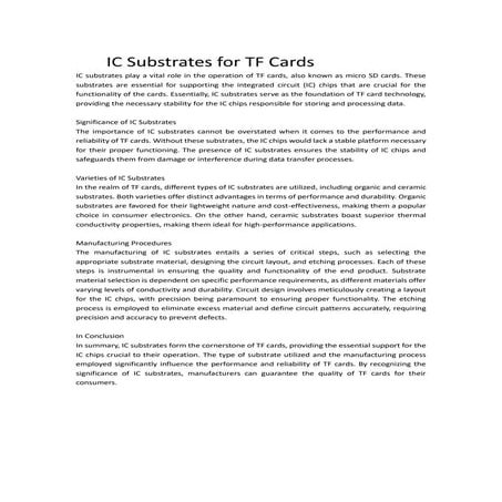 IC Substrates for TF Cards printed circuit | PDF