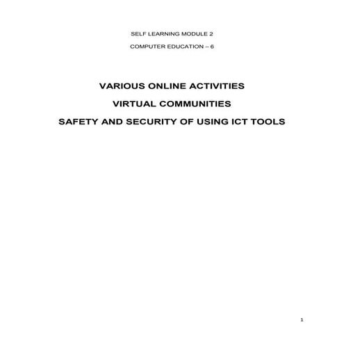 This lesson entails the safety and security of using ICT | PDF
