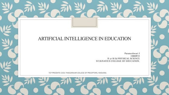 Artificial Intelligence (A.I.) in Schools (PPT) | PPT